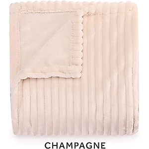 Sunbeam Royal Posh Ribbed Champagne Heated Personal Throw / Blanket, Cozy-Warm, Adjustable Heat Settings