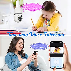 Elytsemoh 1080P Smart Home Surveillance Camera, E27 Bulb Camera, 360 Degree Panoramic Wireless Security PTZ Camera, 2.4GHz WiFi, Night Vision, Two Way Audio, Smart Tracking, Motion Detection