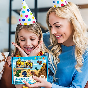 Vanmor 6 Packs Light Up Dinosaur Bath Toys for Toddlers, Floating Pool Bathtub Toys for Preschool Kids, Shower Water Baby Bath Sets for Child Infant Boy Girl in Bathroom Christmas Birthday Easter