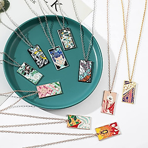 10Pcs Kimetsu No Yaiba Rengoku Mitsuri Necklace Set - Tanjiro Anime Hanafuda Pendant Chains - Halloween Costume Cosplay Gifts for Men Women and Fans (10 PCS Necklaces)