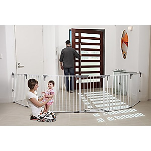 Dreambaby Royale Converta 3-in-1 Play Yard Baby Gate - with 6 Modular Panel - Fits Opening with 151 inch Wide & 29 inch Tall - White - Model L849