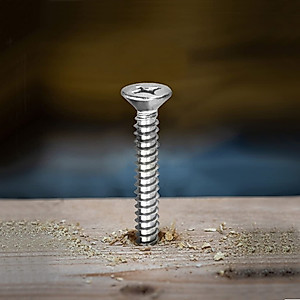 #4 x 3/4" Wood Screw 100Pcs 18-8 (304) Stainless Steel Screws Flat Head Phillips Fast Self Tapping Drywall Screws by SG TZH