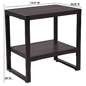 Flash Furniture Thompson Collection Charcoal Wood Grain Finish End Table with Black Metal Frame