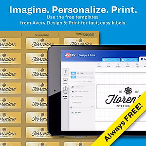 Avery Printable Return Address Labels, 0.75" x 2.25", Gold Foil, 300 Blank Mailing Labels (08987)