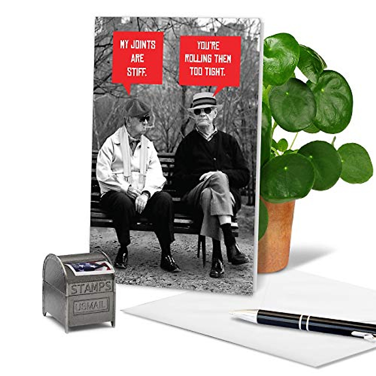 NobleWorks - 1 Funny Birthday Greeting Card with Envelope - Grown-Up Humor, Happy Birthday Card for Old Guys - Men Stiff Joints C7038BDG