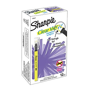 Sharpie Clear View Highlighter Stick, Yellow, 12/Pack (1950746)