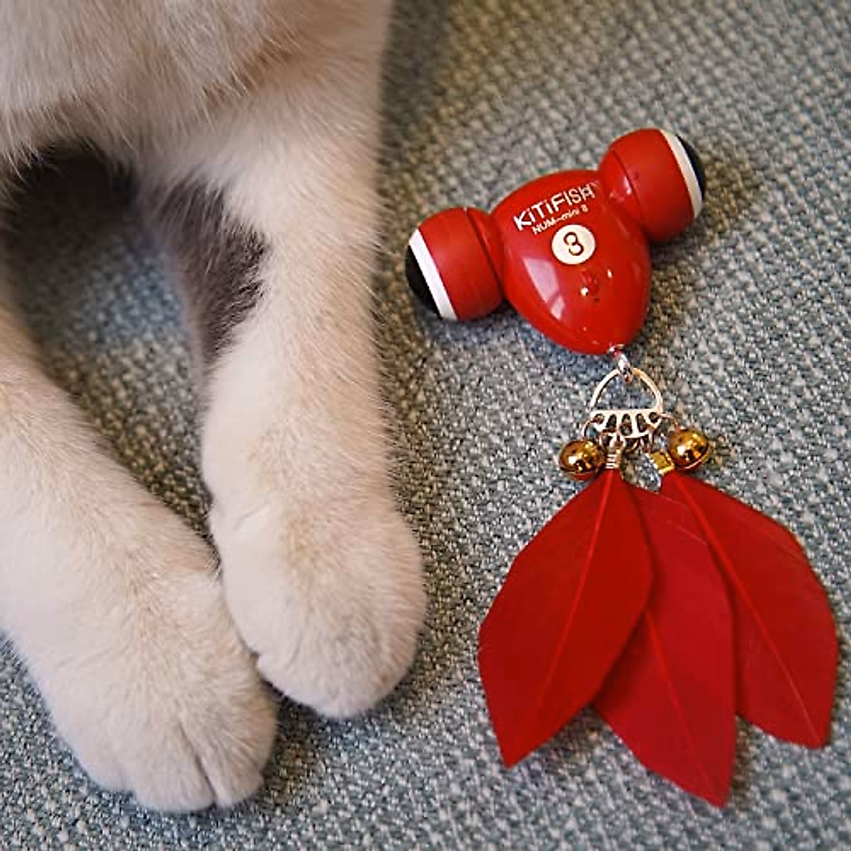 MayMaw Cat Toy, Interactive Cat Toy with Feather and Bell - Automatic Cat Toy for Play/Exercise Indoor, USB Charging, Engaging Fun, for Kittens