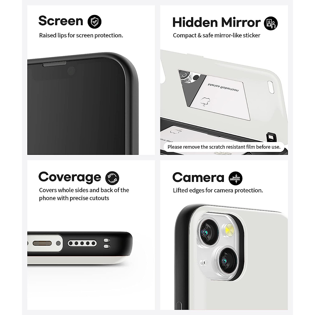 GOOSPERY Magnetic Door Bumper Compatible with iPhone 13 Case, Card Holder Wallet Case, Easy Magnet Auto Closing Protective Dual Layer Sturdy Phone Back Cover - White