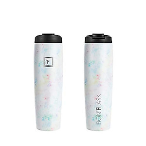 IRON °FLASK Nomad Tumbler - 2 Lids (Straw/Flip), Vacuum Insulated Stainless Steel Bottle, Double Walled, Drinking Cup Thermo Coffee Travel Mug, Water Metal Canteen (Pearl), 28 Ounces