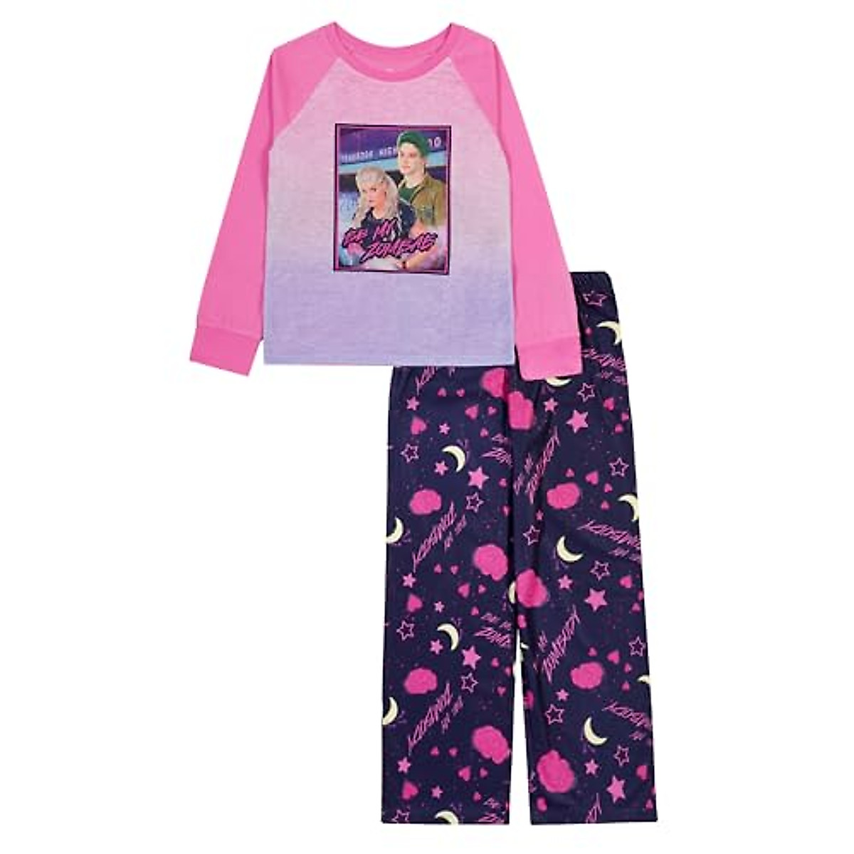 Disney Girls' Zombies 2-Piece Loose-Fit Pajamas Set, BE MY ZOMBODY, 6