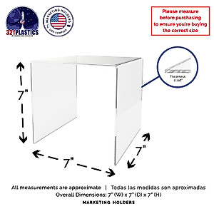 Marketing Holders 4 Pack Clear Acrylic Riser Stand 7" POP Display Retail Products Bench Plexiglass Merchandising One Piece See Through Podium Showcase Counter or Tabletop Decor Platform