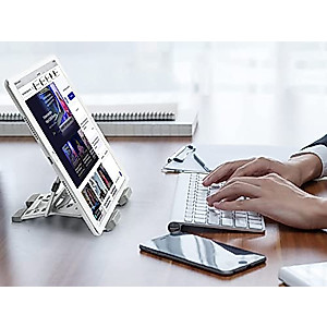 elitehood Aluminum Tablet Stand Holder, Adjustable Portable Desktop Holder Dock, 7.9" Wide - Foldable and Slim iPad Stand Compatible with iPad Pro 12.9, 11, Air 4, Mini 6, iPhone, Kindle, Cell Phone