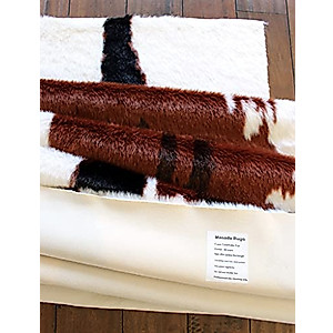 Masada Rugs, Faux Fur Cowhide Area Rug Brown Black White (3 Feet X 5 Feet)