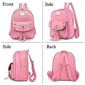 VOLGANIK ROCK Girls Cute Tassel Mini Backpack Purse kawaii Leather Small Daypack for Teens Gift Ideas School Bag