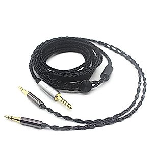 Youkamoo 4.4mm Balanced Headphone Replacement Cable Compatible for Hifiman HE4XX HE-400i 8 Core Braided Silver Plated Headphone Upgrade Cable (Dual 3.5mm Male Version) 4 ft (1.22 m)