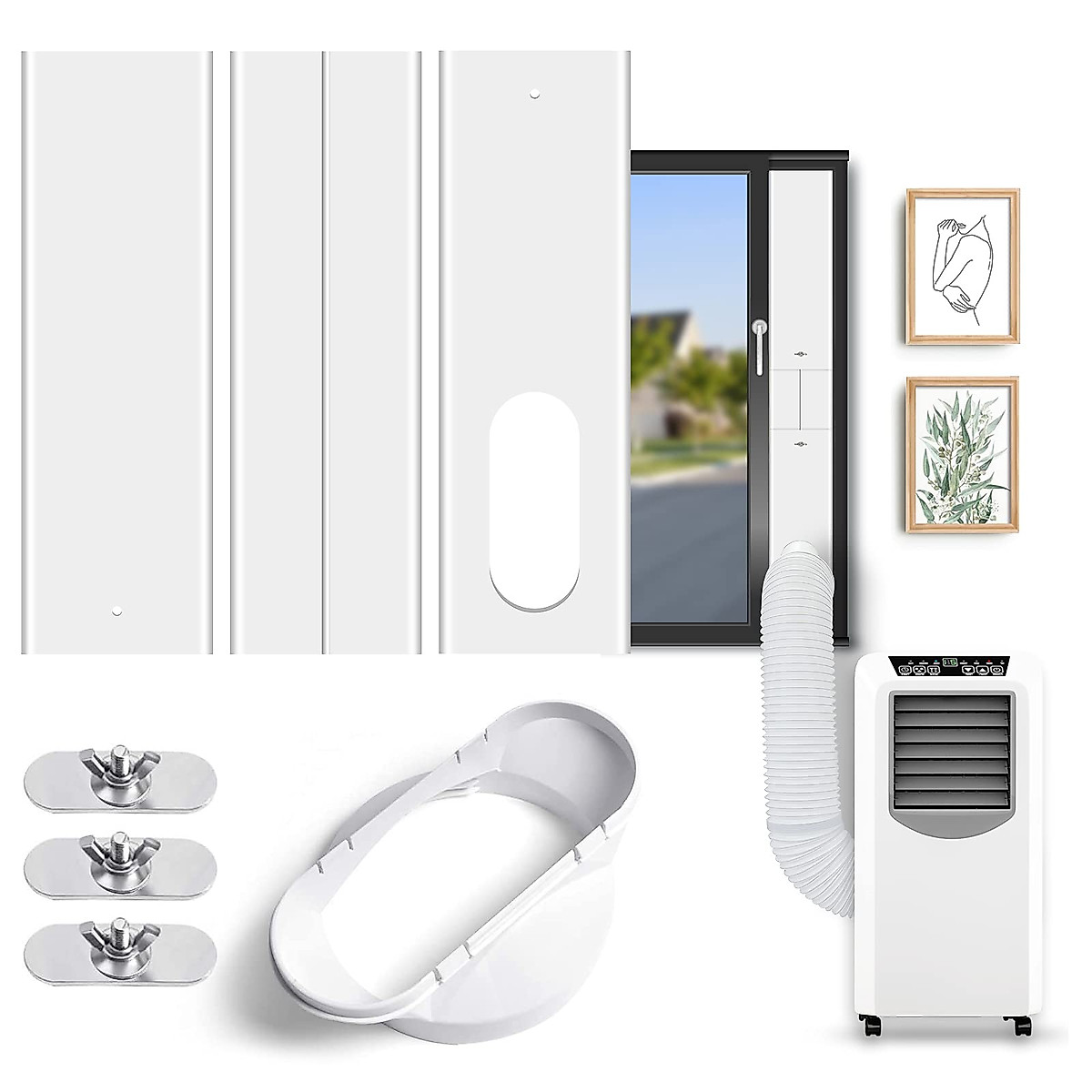 ZOOI 5.1"/5.9" Diameter Portable Air Conditioner Window Kit, Sliding AC Vent Kit for Exhaust Hose,20"-55" Length Universal Window Seal Kit, Adjustable AC Kit PVC Seal for Sliding Window