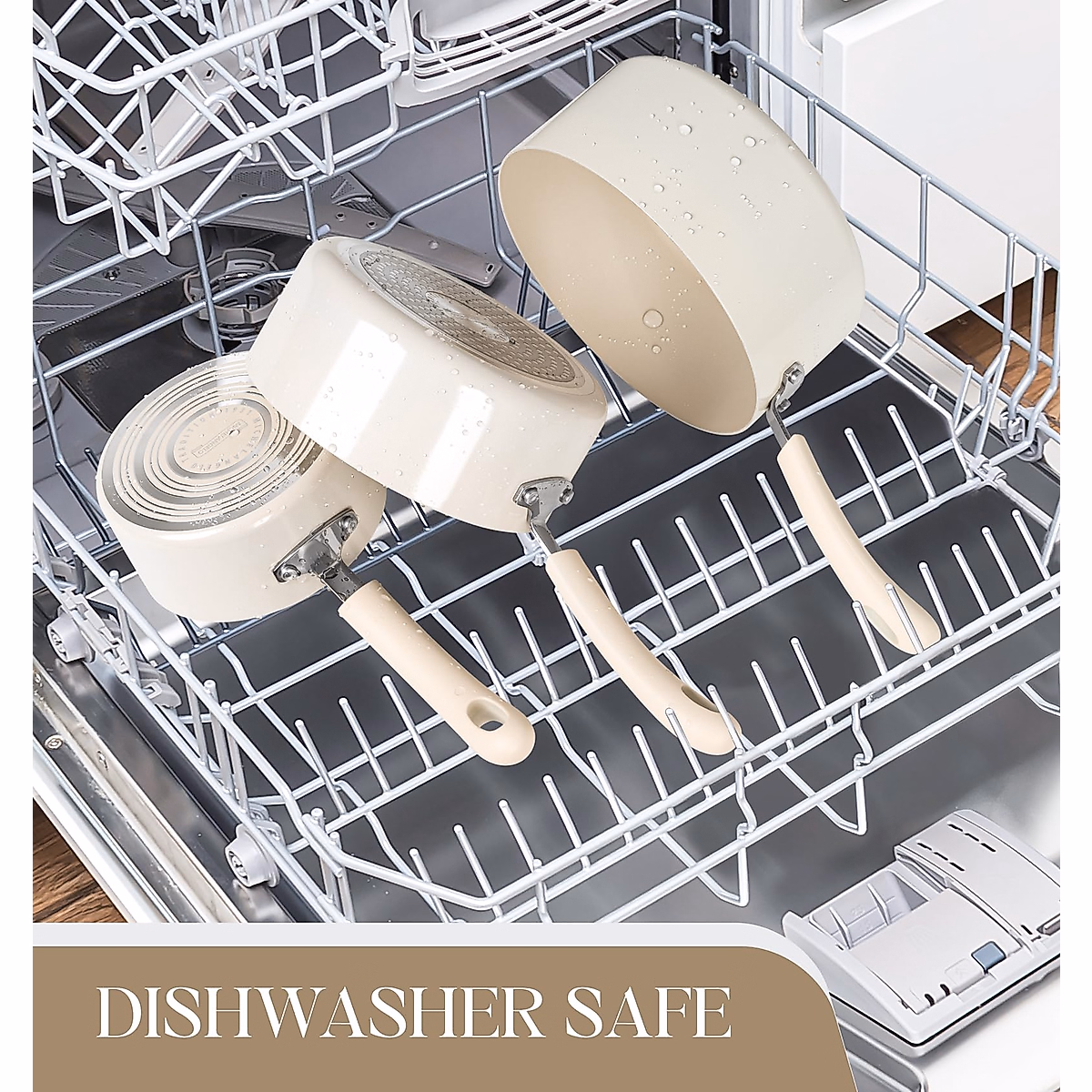 MICHELANGELO Sauce Pan With Lid, 3QT Ceramic Saucepans, Nonstick Saucepan, PFAS-FREE Pot, Small Pots For Cooking, Multipurpose Cooking Pots, White