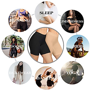 ZENUTA 2Pack Anti Chafing Shorts Women, Seamless Slip Shorts for Under Dresses, Spandex Bike Shorts for Yoga Workout (Black Nude, XX-Large)