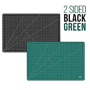 US Art Supply 24" x 36" GREEN/BLACK Professional Self Healing 5-Ply Double Sided Durable Non-Slip Cutting Mat Great for Scrapbooking, Quilting, Sewing and all Arts & Crafts Projects
