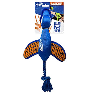 Nerf Dog Large Nylon Launching Duck, Blue/Orange