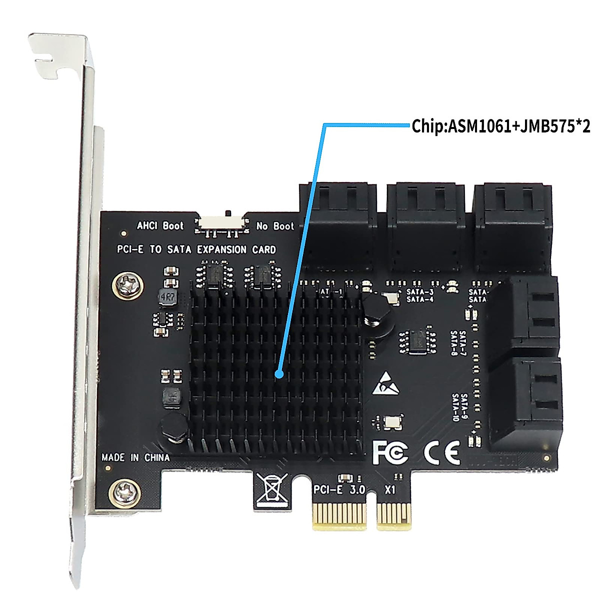 SATA Expansion Card 10 Ports, SATA PCIe Card,6Gbps PCI Express x1 to SATA 3.0 Controller Card for Windows XP/7/8/10 SSD HDD