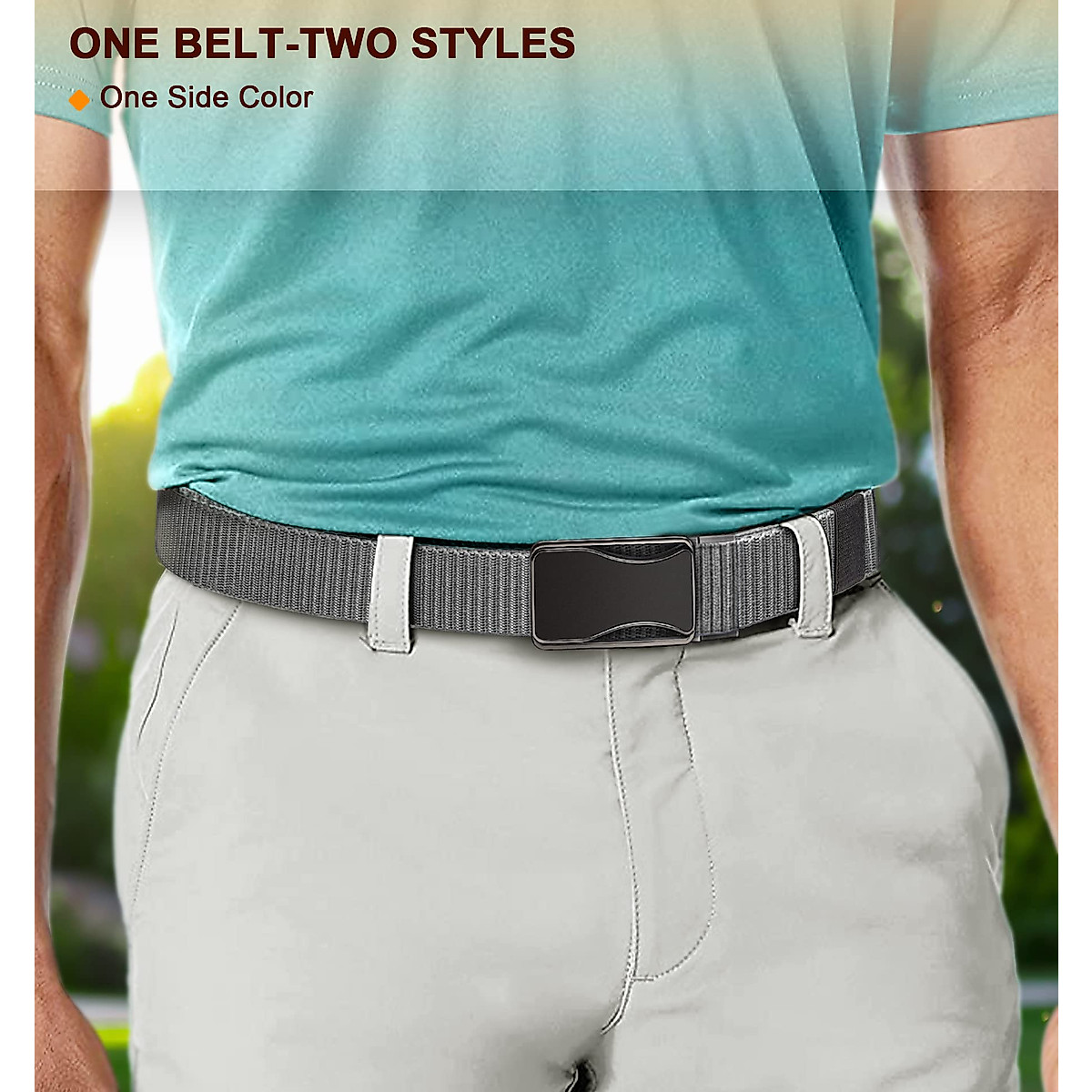 BULLIANT Mens Ratchet Belt Reversible,Web Nylon Casual Belt for Men Golf Hiking Pants Jeans 2 In 1