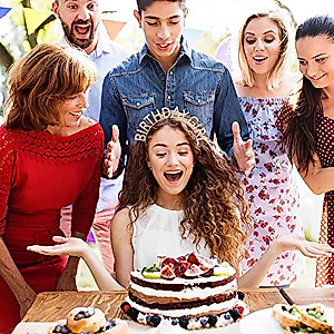 WLLHYF Birthday Crowns Girl Headband Birthday Sash Bling Rhinestone Hair Band Princess Tiara Sweet Happy Birthday Accessories for Women Girls Party Valentine's Day Festival Decorations