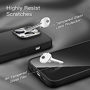 JETech 3 in 1 Silicone Case for iPhone 14 Pro 6.1-Inch, with 2-Pack Screen Protector and 2-Pack Camera Lens Protector, Full Coverage Tempered Glass Film, Shockproof Phone Cover (Black)