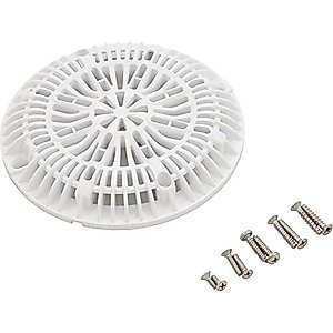 Custom Molded Products Main Drain Cover, CMP Galaxy, 8", White, w/Screw Kit