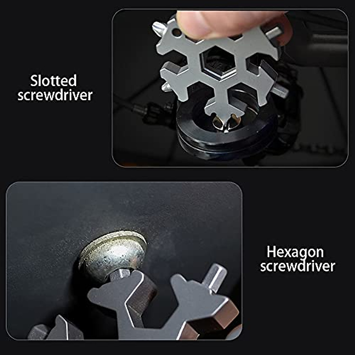 Snowflake Multi Wrench Tool，18-in-1 Keychain Multitool Pocket Tool Is Easy To Carry for Outdoor Camping And Christmas Snowflake (Silver)