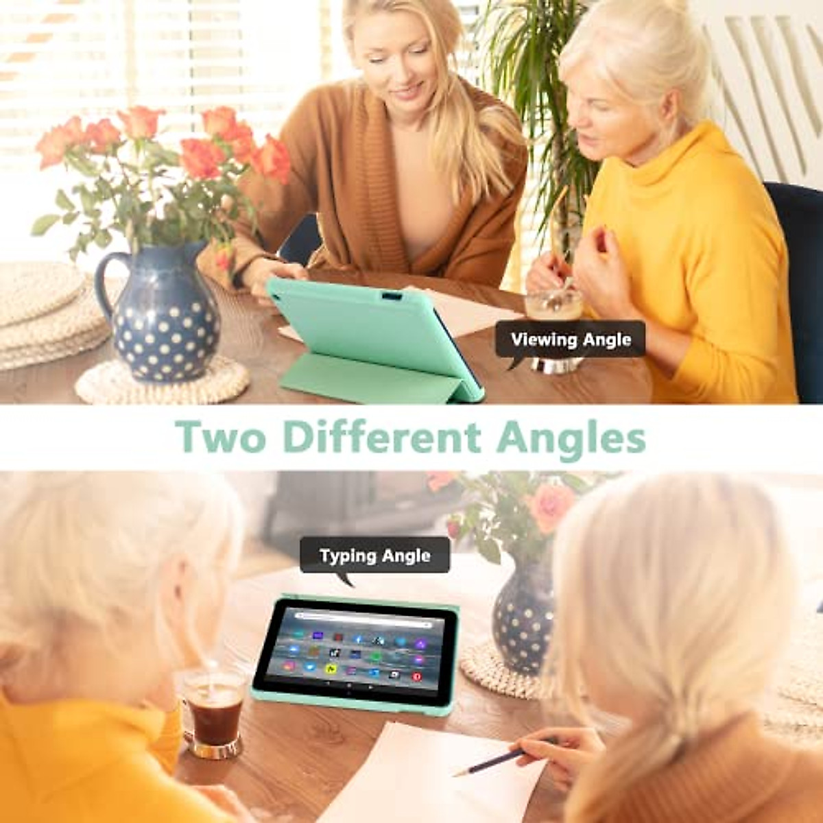 2022 Fire 7 Tablet Case, All-New Kindle Fire 7 Tablet 12th Gen Case, Slim Folding Trifold Cover - Two Stand Angles - Auto Wake/Sleep Case (Mint Green)