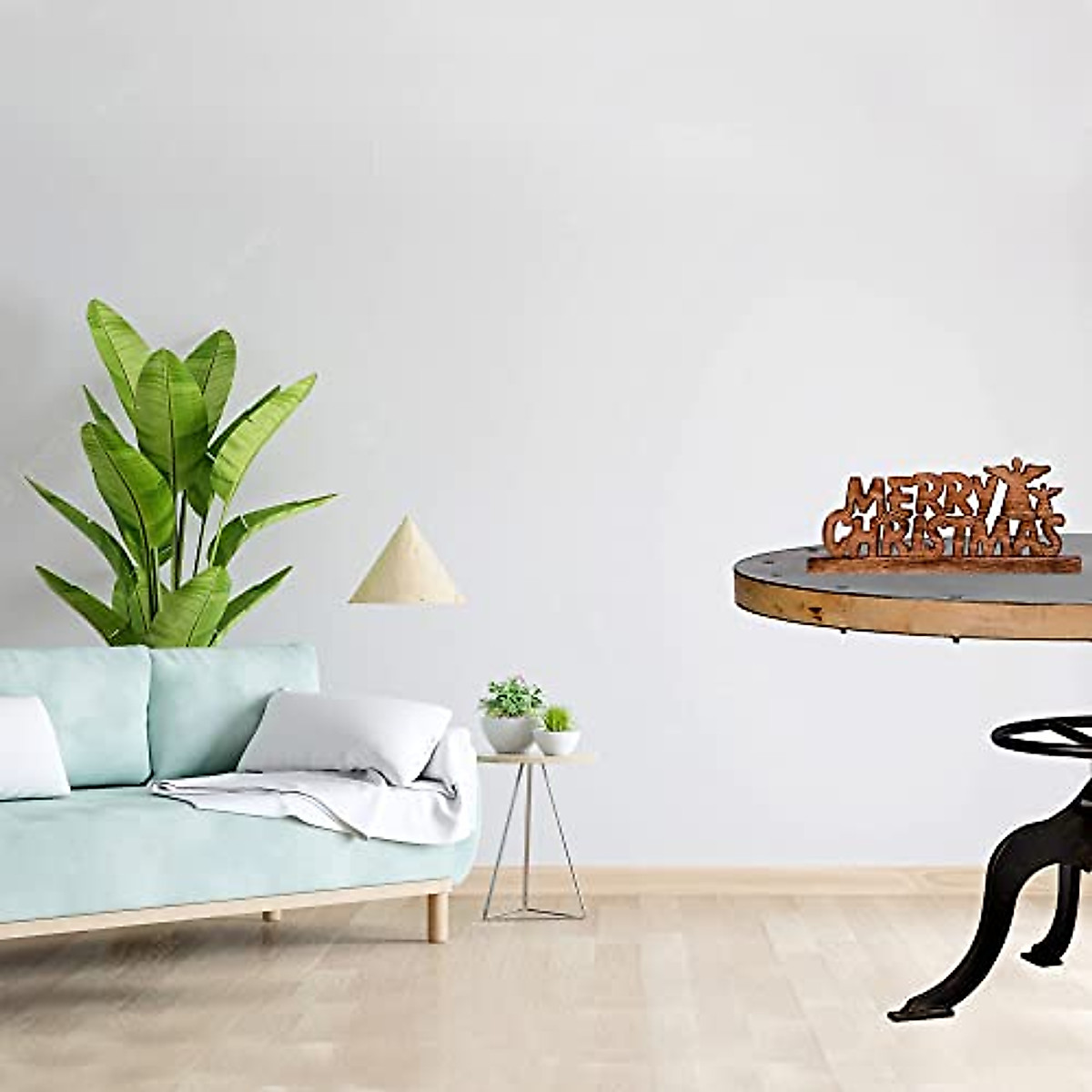 Earthly Home Christmas Wooden Tabletop Decoration,Merry Christmas Wooden Words Sign LED Snowflake Centerpiece Wooden Plaque Free Standing Wood Sign for Xmas Table Party 16x7 inch