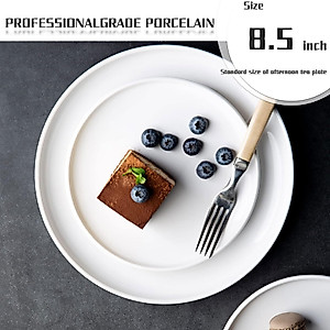 Ygmackin Amazon 8-Piece White Dinner Plates Set, Triple Layer Glass and Chip Resistant, Lightweight Round Plates,Dessert Plate, Dinnerware Set, Winter Frost White, 8.5 inches