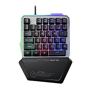 One Handed Keyboard, Jancal RGB Gaming Single-Handed Keyboard with 35 Keys for PS4/Xbox/PC, Portable Mini Left Hand Keypad RGB Backlit/Macro Definition, Wired USB Mobile Game Half Keypad