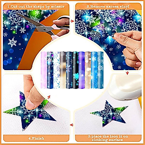 Christmas Winter Snowflake Pattern Heat Transfer Vinyl Rainbow Stripe Pattern Vinyl Vinyl Bundling Roll Soft Metal HTV Vinyl for Ironing Clothes and Other Fabrics Rainbow Permanent (A2-A, One Size)