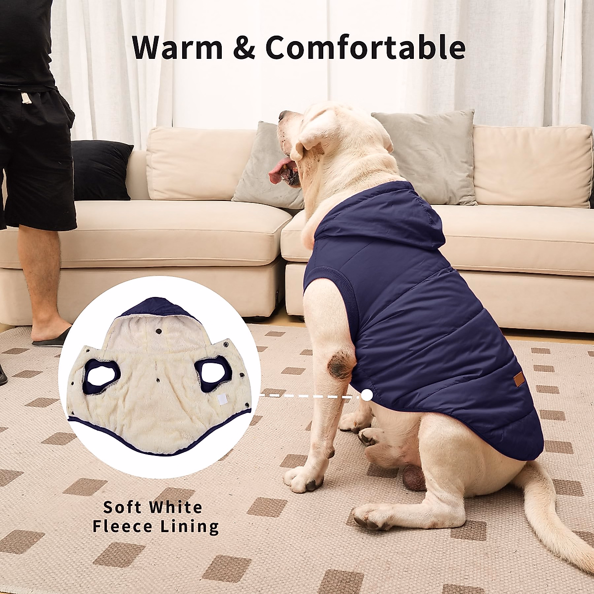 Vecomfy Fleece Lining Extra Warm Dog Hoodie in Winter for Small Dogs Jacket Puppy Coats with Hooded,Blue M