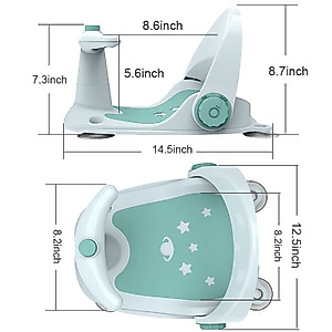 Morefeel Baby Bath Seat,Baby Bathtub Seat for Baby Sit up Shower Chair,Infant Bathtub Seat for Babies 6 Months & Up,Non-Slip Soft Mat,Adjustable Backrest Support,Secure Suction Cups,Green