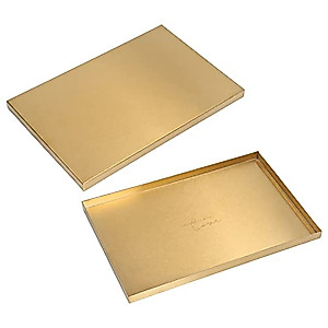 11.9x8.0 in Gold Rectangle Storage Tray Stainless Steel Tea Fruit Trays Desktop Cosmetics Perfume Jewelry Organizer Serving Tray for Home Living Room, Kitchen, Bathroom, Hotel