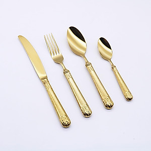 Forks Gold Silverware Set Utensil Sets 32 Pieces Cutlery Set for 8 Forks Spoons And Knives Set Eating Utensils Dishwasher Safe Mirror Effect Wedding Banquet Formal Occasions