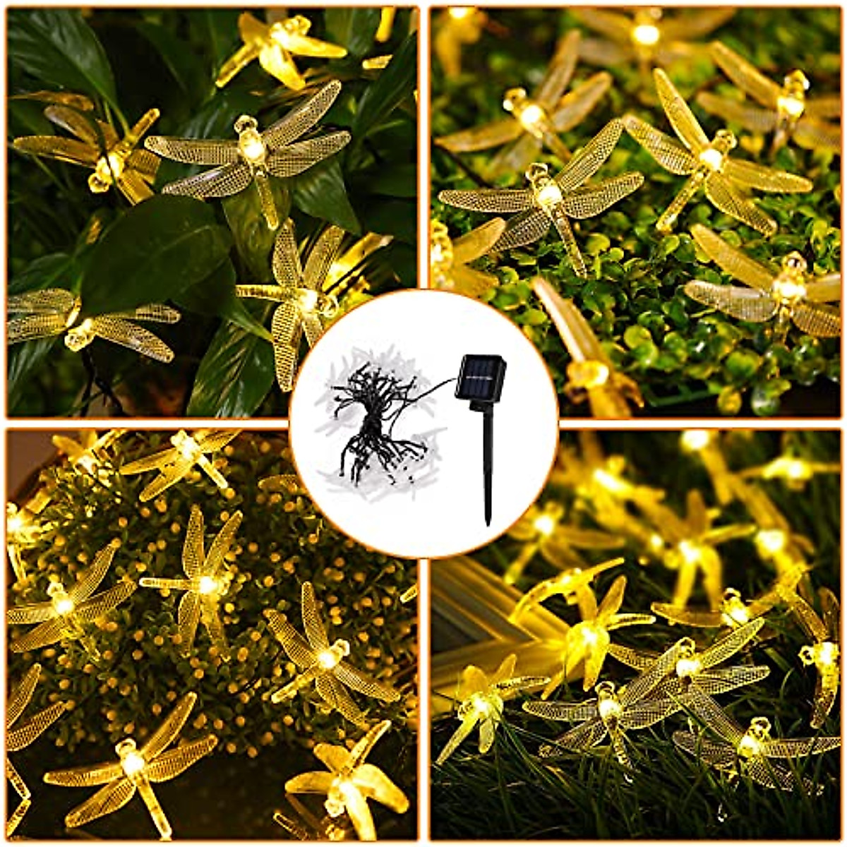 BLOOMWIN Dragonfly Solar String Lights Solar Christmas Lights Outdoor Waterproof 30 LED 21.3ft Warm White 8 Modes Dragonfly Fairy Lights Hanging Decorative Lighting for Garden Patio Yard Home Wedding