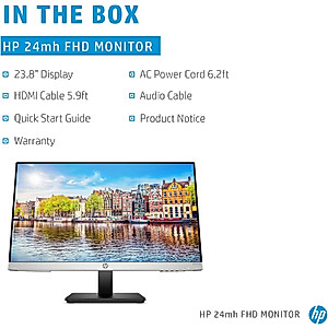 HP 24mh FHD Monitor 23.8-inch IPS Display 1080p Built-in Speakers and VESA Mounting Height/Tilt Adjustment 1D0J9AA#ABA (Renewed)