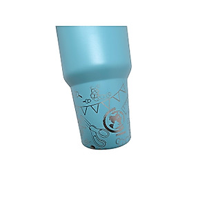 FTB Creative 40oz Custom Designed Tumbler, Double Wall Stainless Steel, with Lid and Straw (Aqua, Teacher)