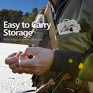 THKFISH Ice Fishing Jigs Kit Ice Fishing Lures Ice Fishing Gear A-50PCS+ Vertical Jigs Kit 4PCS-10g