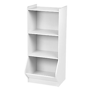 IRIS USA 3-Tier Shelf Organizer with Easy Access Angled Cubby, White