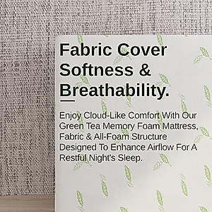 NapQueen Full Size Mattress, 10 Inch Anula Green Tea Infused Memory Foam Mattress, Full Size Mattress Bed in a Box, CertiPUR-US Certified Mattress