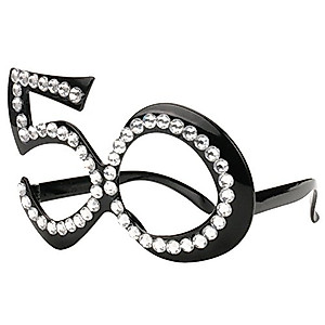 50th Birthday Glasses - Number Crystal Frame, Party Favors, Wedding, Funny Costume Sunglasses, Novelty Eyewear Celebration Decoration for Kids and Adults 6 Pack (50)