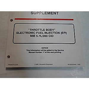 MerCruiser Throttle Body EFI MIE 5.7L 350 CID Service Manual Supplement WATER DAMAGED