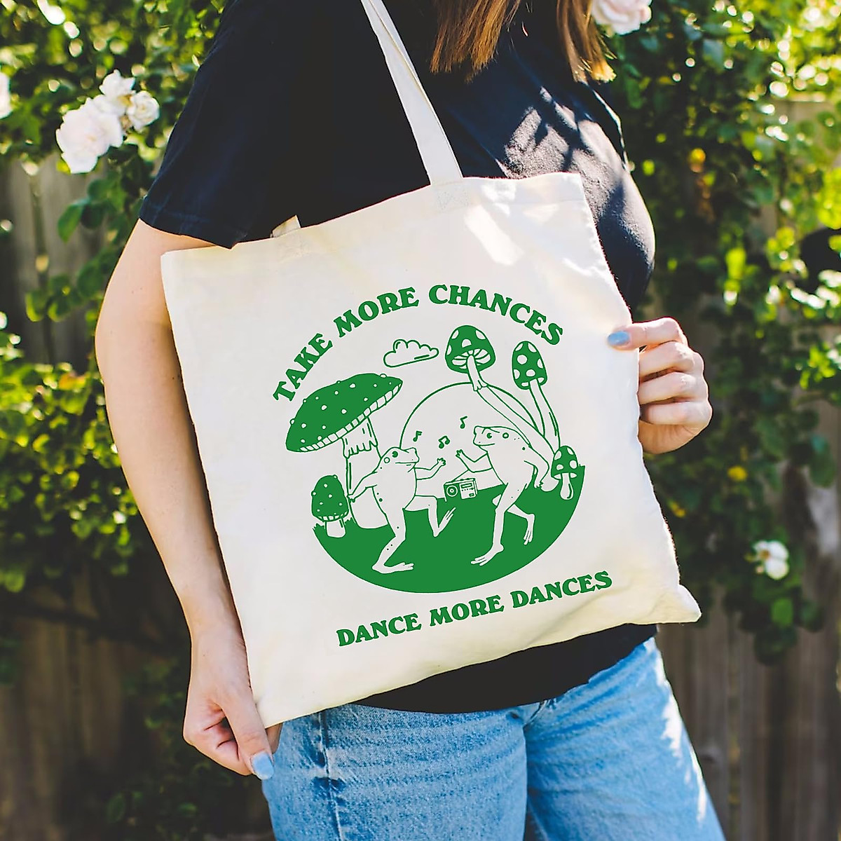 Kimoli Canvas Tote Bag Aesthetic Cute Beach Bag Reusable Grocery Shopping Bags Totes for Women DM6C