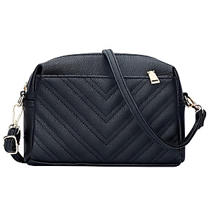 KKXIU Triple Zip Lightweight Small Crossbody Bags for Women Quilted Shoulder Purses and Handbags (Black) …