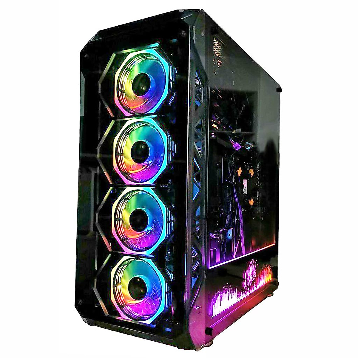 Rhinomax A17 Series Phoenix Full-Tower E-ATX/ATX/M-ATX Computer Gaming Case with 3-Sided Reinforced Glass, USB 3.0, 6 ARG Light-Emitting 12cm Fans with 1 ARGB Fan Controller
